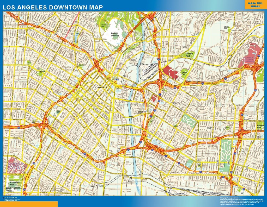 Mapa Los Angeles downtown grande | Mapas murales de España y el Mundo