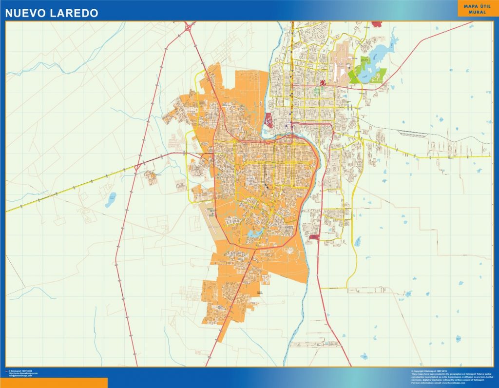 Mapa Nuevo Laredo en Mexico vinilo adhesivo grande | Mapas murales de ...