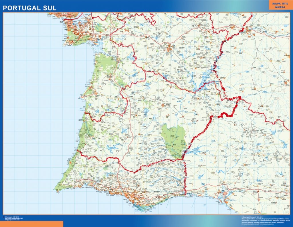 Mapa Portugal centro carreteras grande | Mapas murales de España y el Mundo